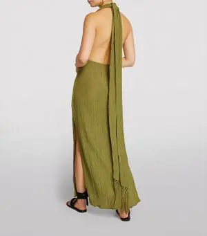 slim fit dress slacks Sarong Dress in Green – La Vida Bohemia main image 0