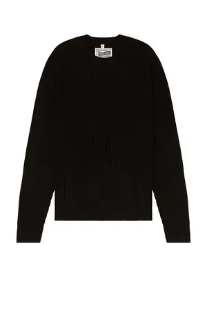 SCHOTT Ribbed Wool Crewneck Sweater - Black