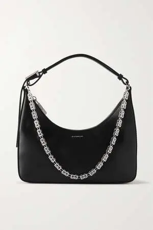 Givenchy Moon Cut Small Chain-embellished Leather Shoulder Bag Black