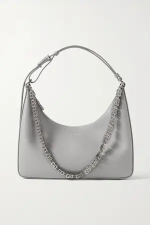 Givenchy Moon Cut Small Chain-embellished Leather Shoulder Bag Gray