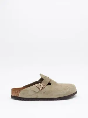 BIRKENSTOCK Birkenstock - Boston Buckled Suede Clogs - Mens - Beige Beige