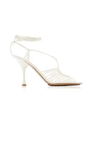 Bottega Veneta Dot Lace-up Leather Sandals - White