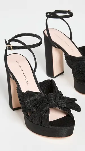 LOEFFLER RANDALL Pleated Platform Sandals - Black