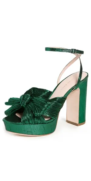 LOEFFLER RANDALL Pleated Platform Sandals Emerald
