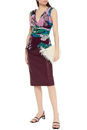 Emilio Pucci Pleated Printed Silkblend Georgette Top