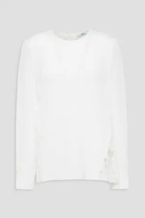 Erdem Tia Lacepaneled Silk Crepe De Chine Top - White