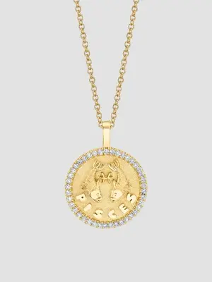 ANITA KO Zodiac 18k Yellow Gold & 0.48 Tcw Diamond Large Coin Pendant Necklace Pisces