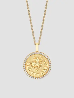 ANITA KO Zodiac 18k & 0.48 Tcw Diamond Large Coin Pendant Necklace - Sagittarius