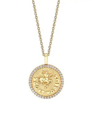 ANITA KO Zodiac 18k Yellow Gold & 0.48 Tcw Diamond Large Coin Pendant Necklace Yellow Gold