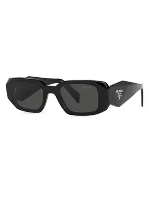 Prada 49mm Rectangle Sunglasses Black