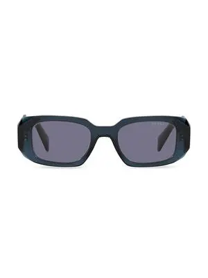 Prada 49mm Rectangle Sunglasses Blue Crystal