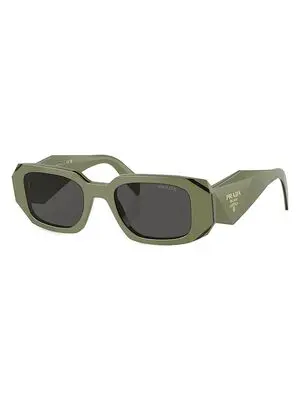 Prada 49mm Rectangle Sunglasses Dark Brown