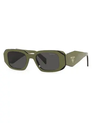 Prada 49mm Rectangle Sunglasses Green