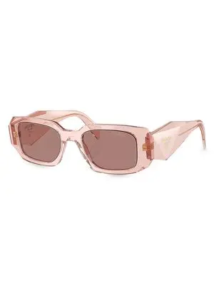 Prada 49mm Rectangle Sunglasses Translucent Peach Taupe