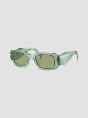 Prada 49mm Rectangle Sunglasses Translucent Teal Green