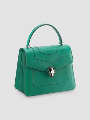 BVLGARI Serpenti Leather Top Handle Bag