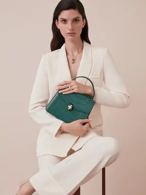 BVLGARI Serpenti Leather Top Handle Bag