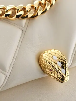 BVLGARI Serpenti Cabochon Matelassé Leather Mini Bag - Ivory Opal
