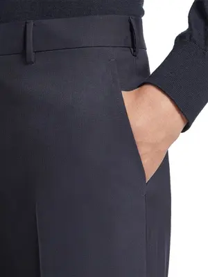 Zegna High Performance Wool Pants - Navy Blue