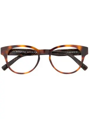 Zegna Tortoiseshell Round Frame Eyeglasses - Brown