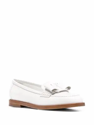 FERRAGAMO Viva Bow-embellished Loafers - White