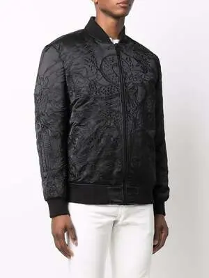 Philipp Plein Tattoo-motif Embroidered Bomber Jacket - Black