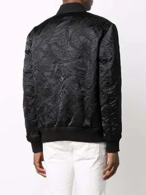 Philipp Plein Tattoo-motif Embroidered Bomber Jacket - Black