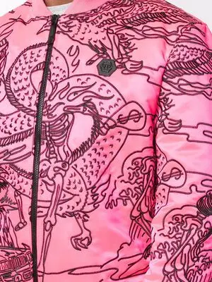 Philipp Plein Tattoo-motif Embroidered Bomber Jacket - Pink