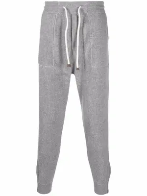 Brunello Cucinelli Ribbed-knit Cashmere Sweatpants - Grey