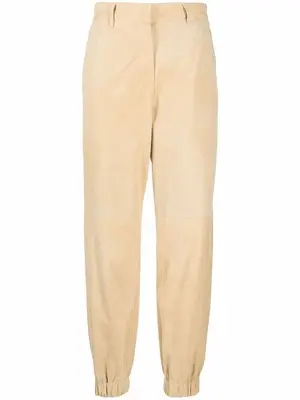 Brunello Cucinelli Cuffed-ankle Leather Trousers
