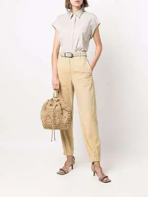 Brunello Cucinelli Cuffed-ankle Leather Trousers