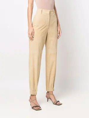 Brunello Cucinelli Cuffed-ankle Leather Trousers