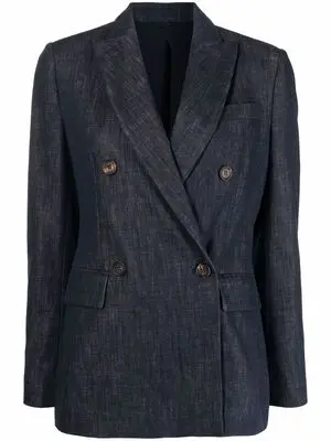 Brunello Cucinelli Denim Double-breasted Blazer