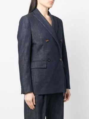 Brunello Cucinelli Denim Double-breasted Blazer