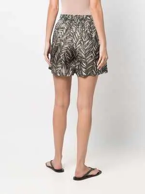 Brunello Cucinelli Leaf-print Silk Shorts