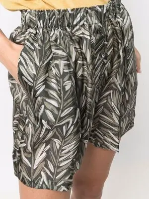 Brunello Cucinelli Leaf-print Silk Shorts