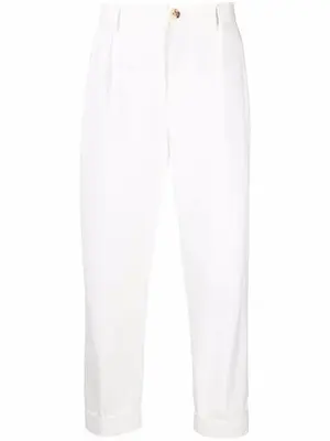 Brunello Cucinelli Dart-detail Straight-leg Trousers - White