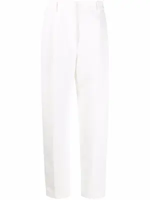 Brunello Cucinelli Linen-cotton Tapered Trousers - White