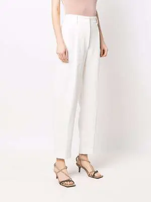 Brunello Cucinelli Linen-cotton Tapered Trousers - White