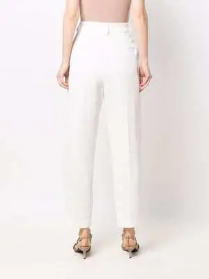 Brunello Cucinelli Linen-cotton Tapered Trousers - White