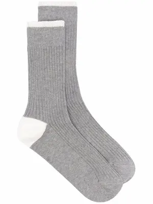 Brunello Cucinelli Ribbed Cotton Socks - Grey