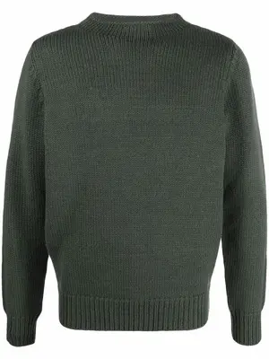 DELL'OGLIO Merino Knit Crew Neck Jumper - Green