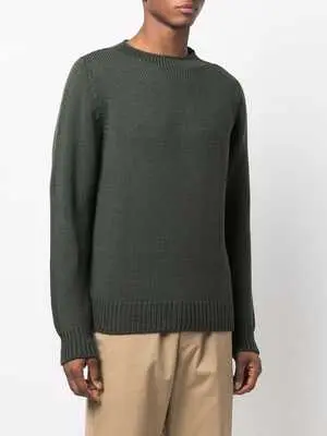 DELL'OGLIO Merino Knit Crew Neck Jumper - Green