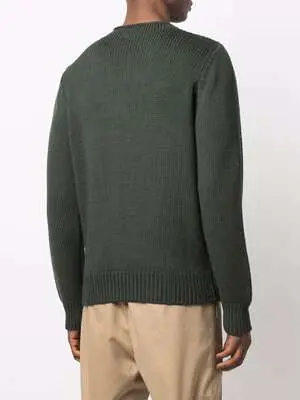 DELL'OGLIO Merino Knit Crew Neck Jumper - Green