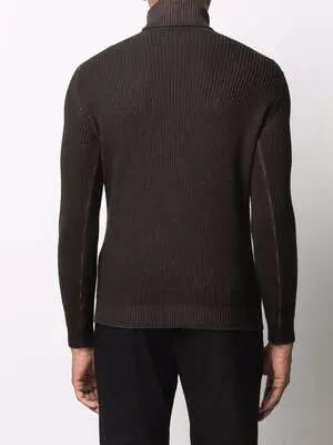 DELL'OGLIO Merino Knit Roll Neck Jumper - Brown