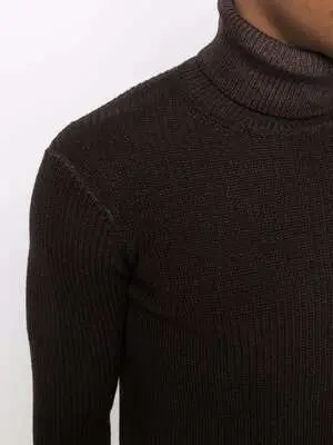 DELL'OGLIO Merino Knit Roll Neck Jumper - Brown