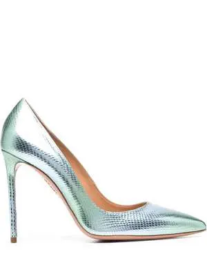 AQUAZZURA Purist Metallic-effect 105mm Pumps