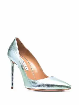 AQUAZZURA Purist Metallic-effect 105mm Pumps