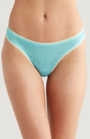 ON GOSSAMER Hip-g Mesh Thong Blue Mist