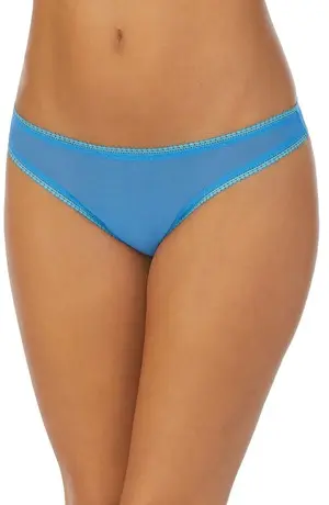 ON GOSSAMER Hip-g Mesh Thong Light Blue